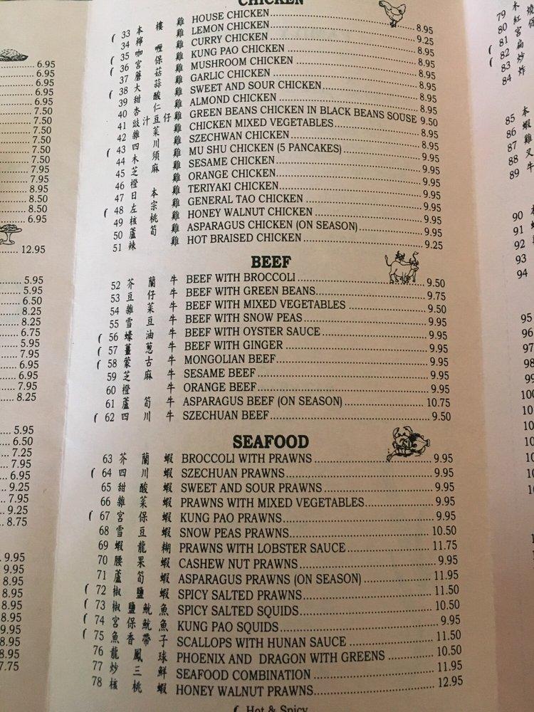 Menu at China Bowl restaurant, Ripon