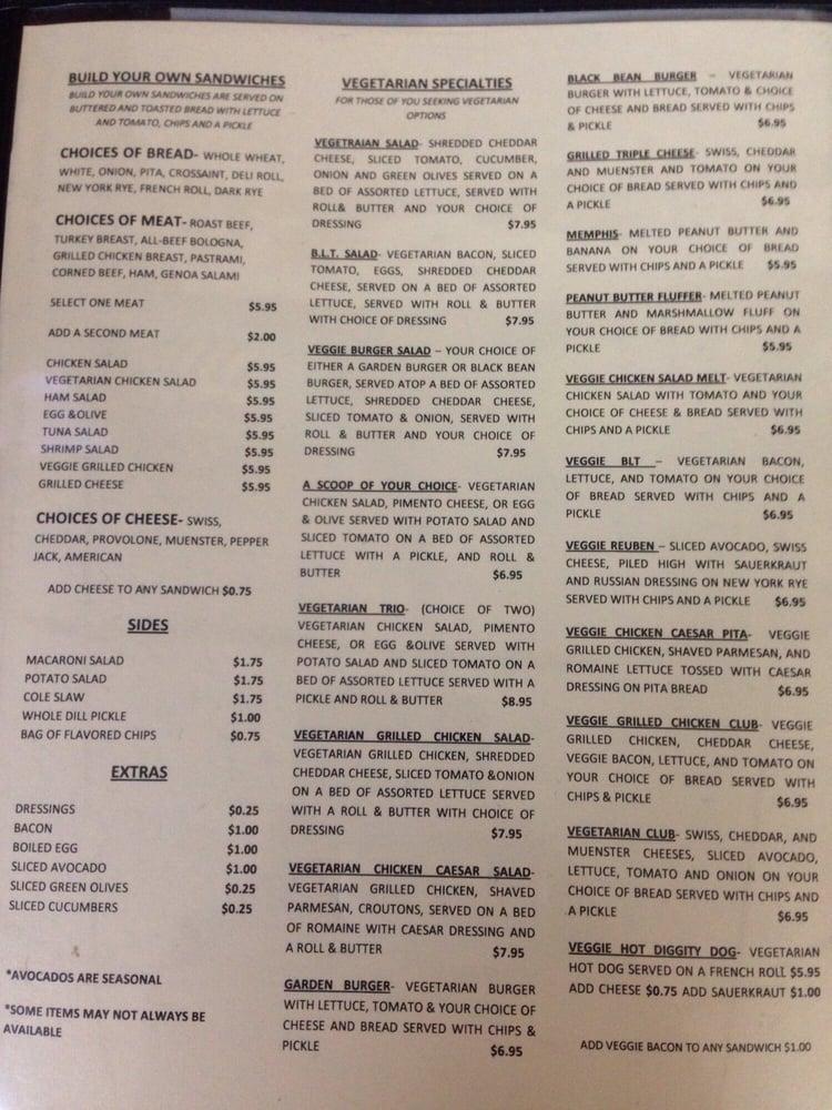 Menu at Christian & Jakes Bistro cafe, Calhoun