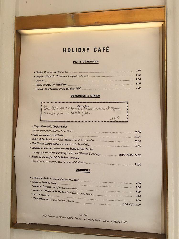 Menu at HOLIDAY CAFÉ, Paris