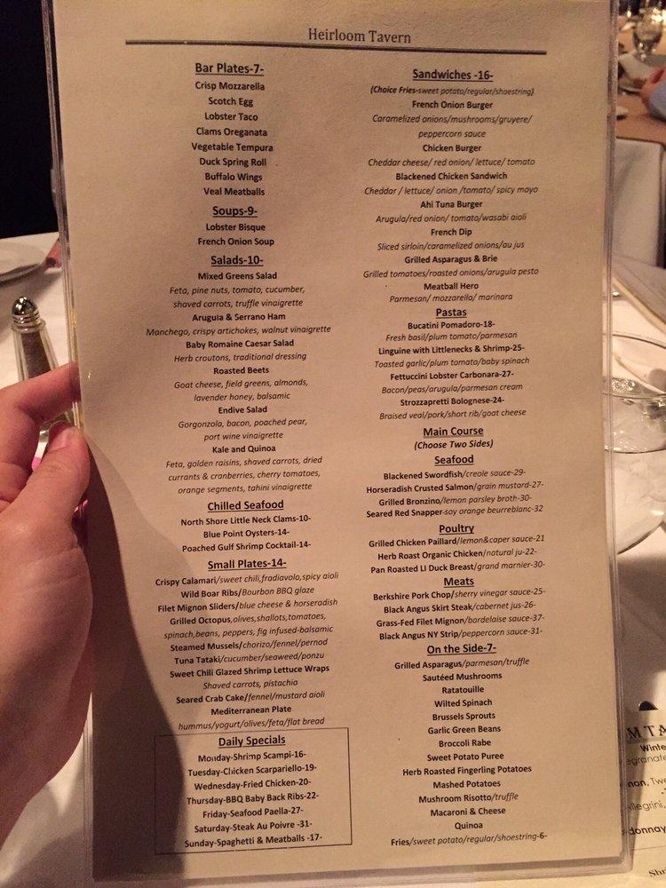 Menu at Heirloom Tavern pub & bar, Glen Head
