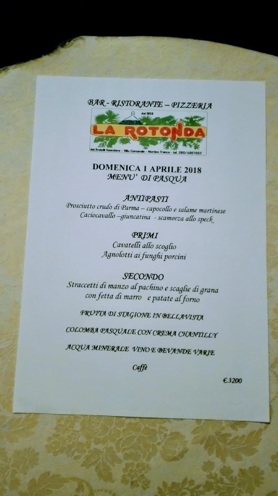 Menu da Ristorante La Rotonda, Martina Franca