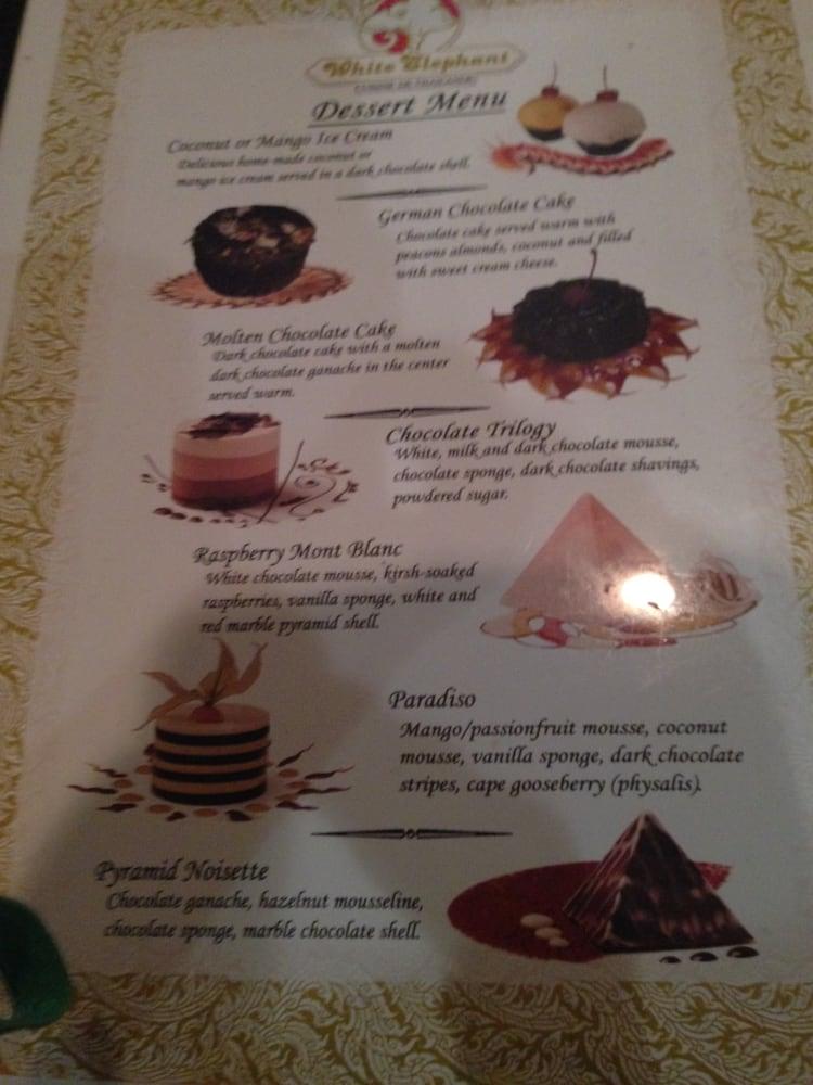 Menu at White Elephant Restaurant, Philadelphia, 759 Huntingdon Pike