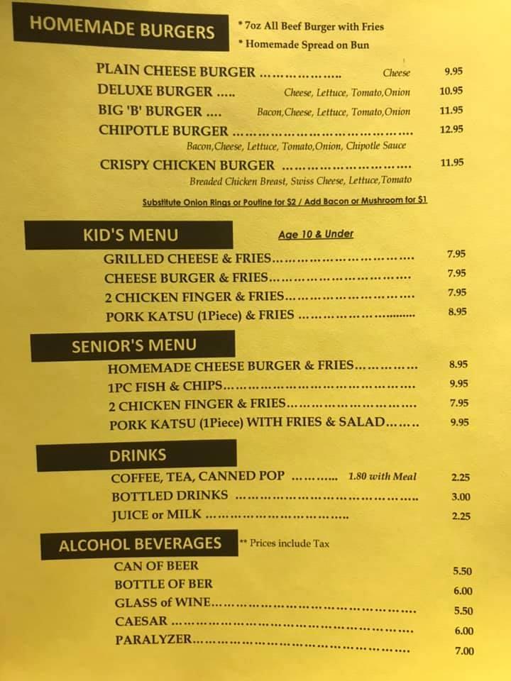 Menu at Birch Tree Cafe, Birch Hills