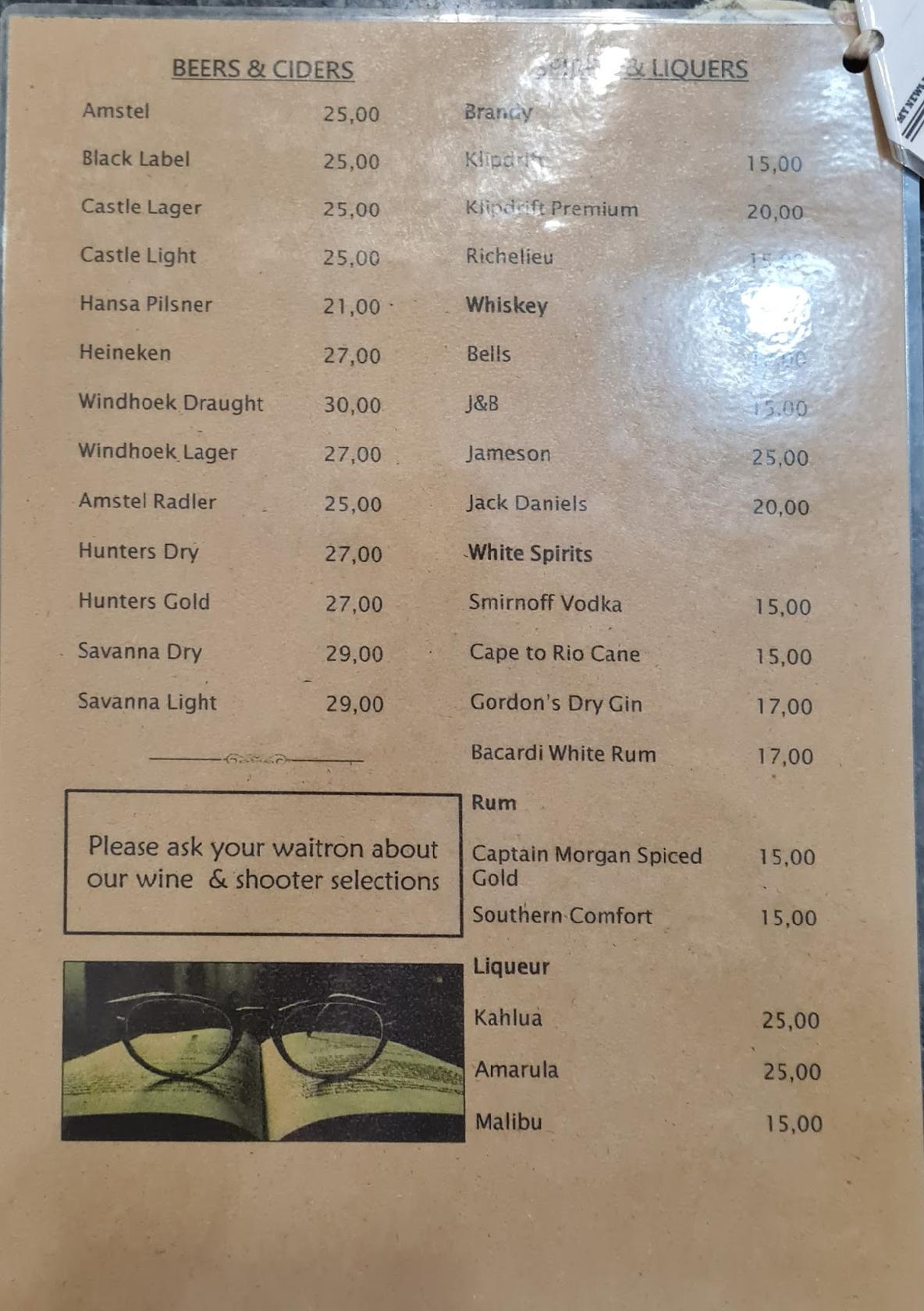 Menu at Kumi Restaurant, South Africa