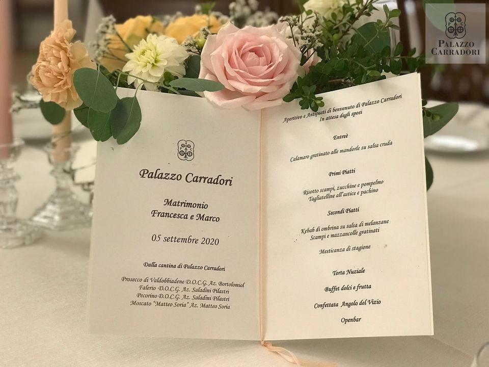 Menu at Palazzo Carradori restaurant, Montefano