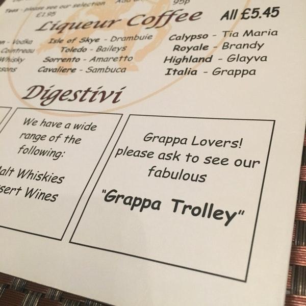 Menu at The Cavaliere Italian Restaurant, Dalkeith