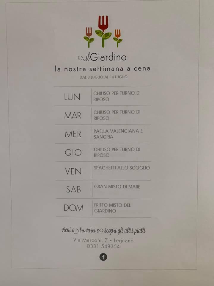 Menu at IL GIARDINO Ristorante self service, Legnano