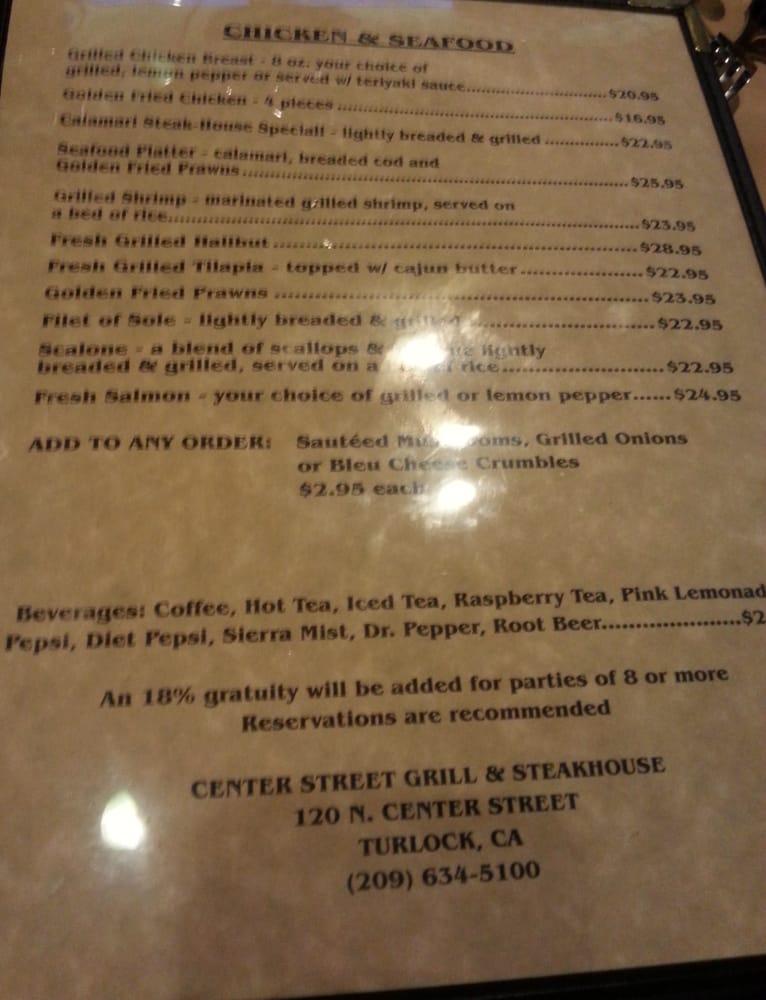 Menu at Center Street Grill pub & bar, Turlock