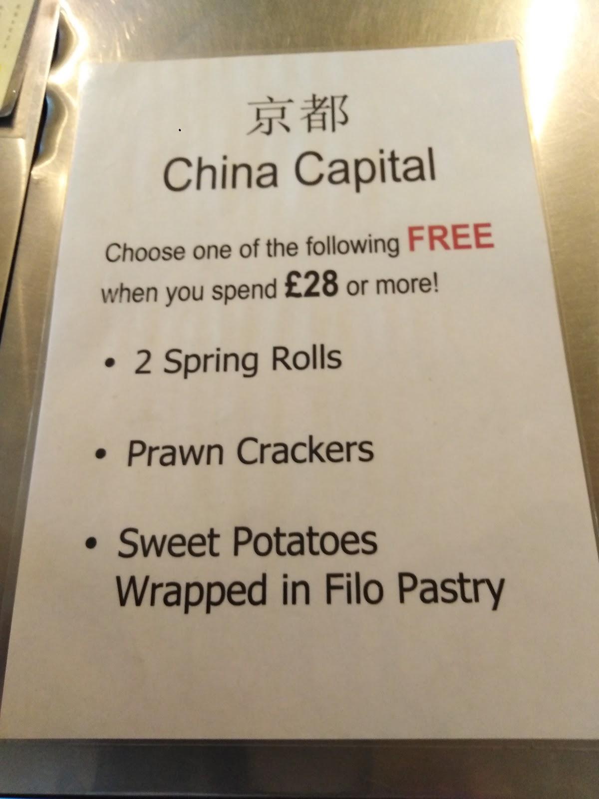 Menu at China Capital fast food, Frome