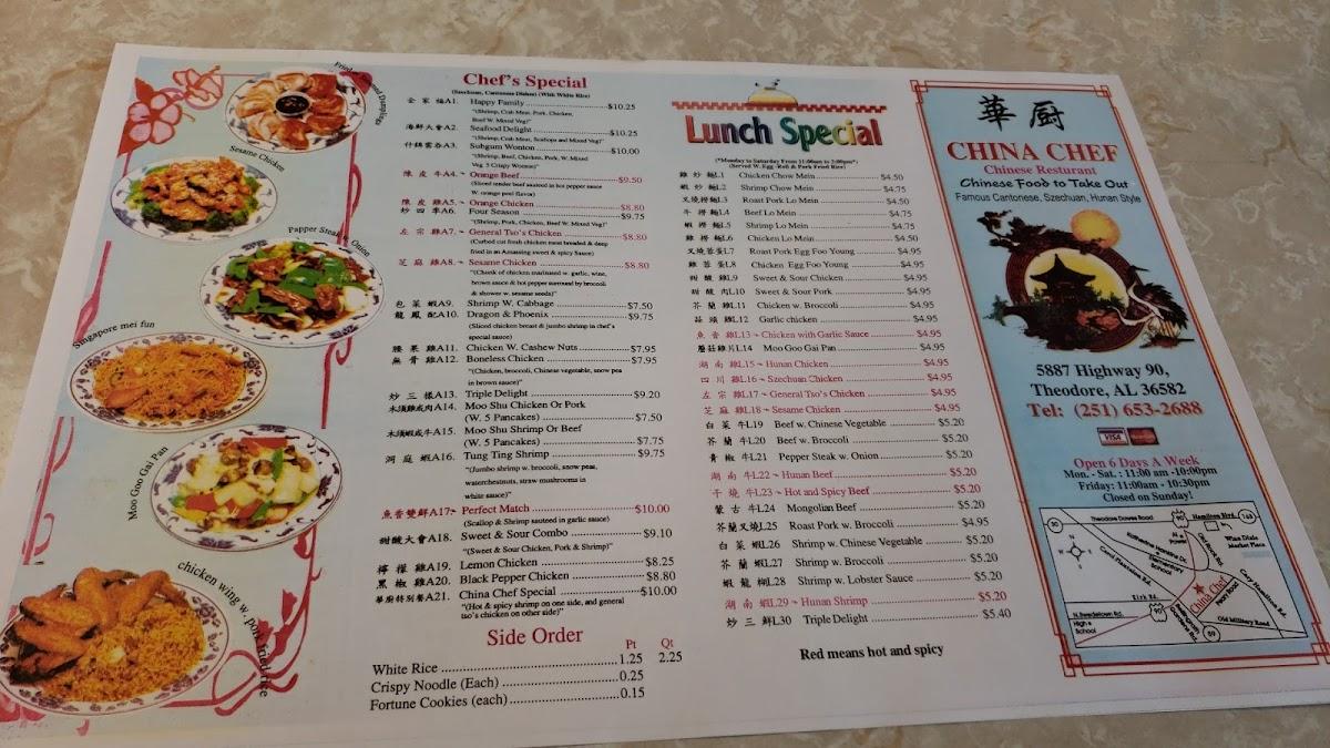 Menu at China Chef Restaurant, Theodore, US-90
