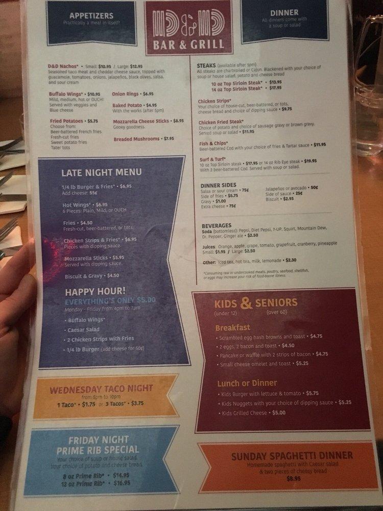 Menu at D & D Bar & Grill, Bend