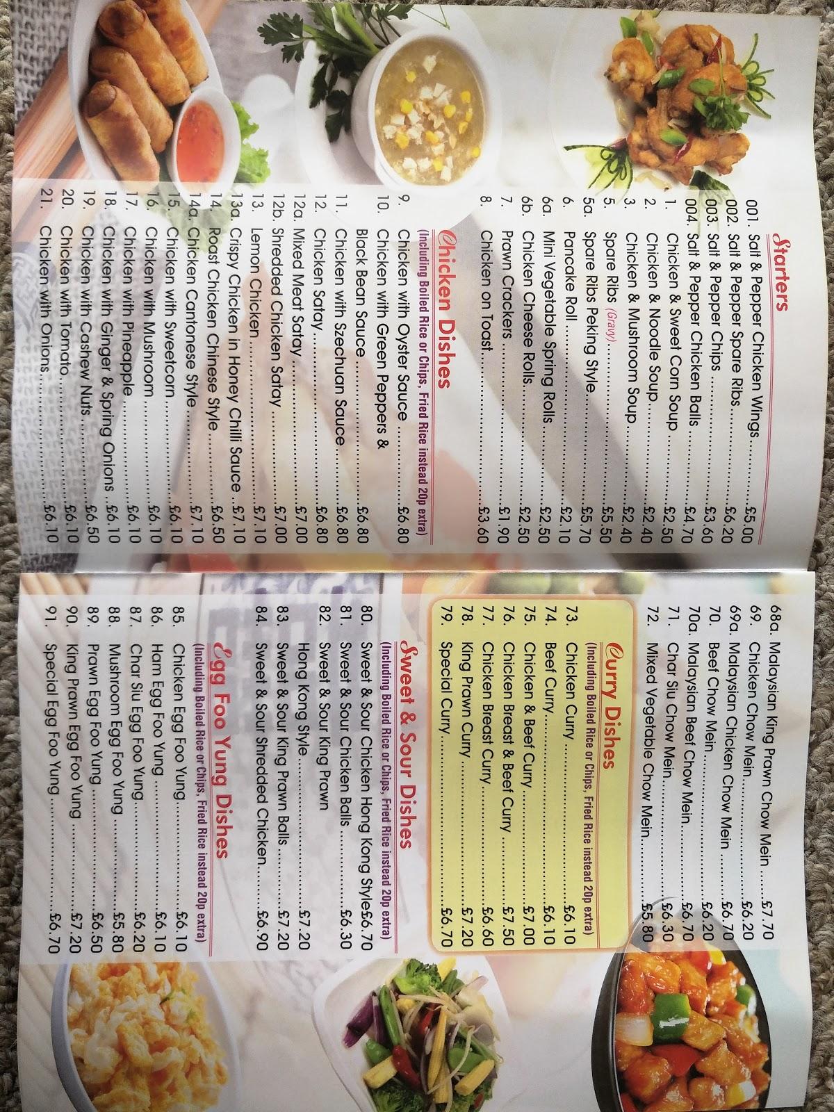 Menu at Golden City restaurant, Paisley
