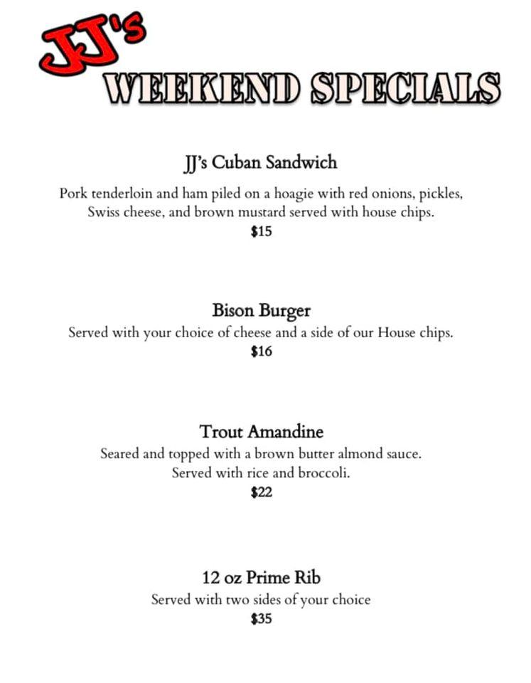 Menu at JJ's Restaurant & Sports Bar, Abingdon