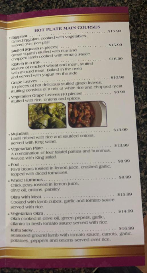 Menu at King of Shish Kabob restaurant, Woodland Park