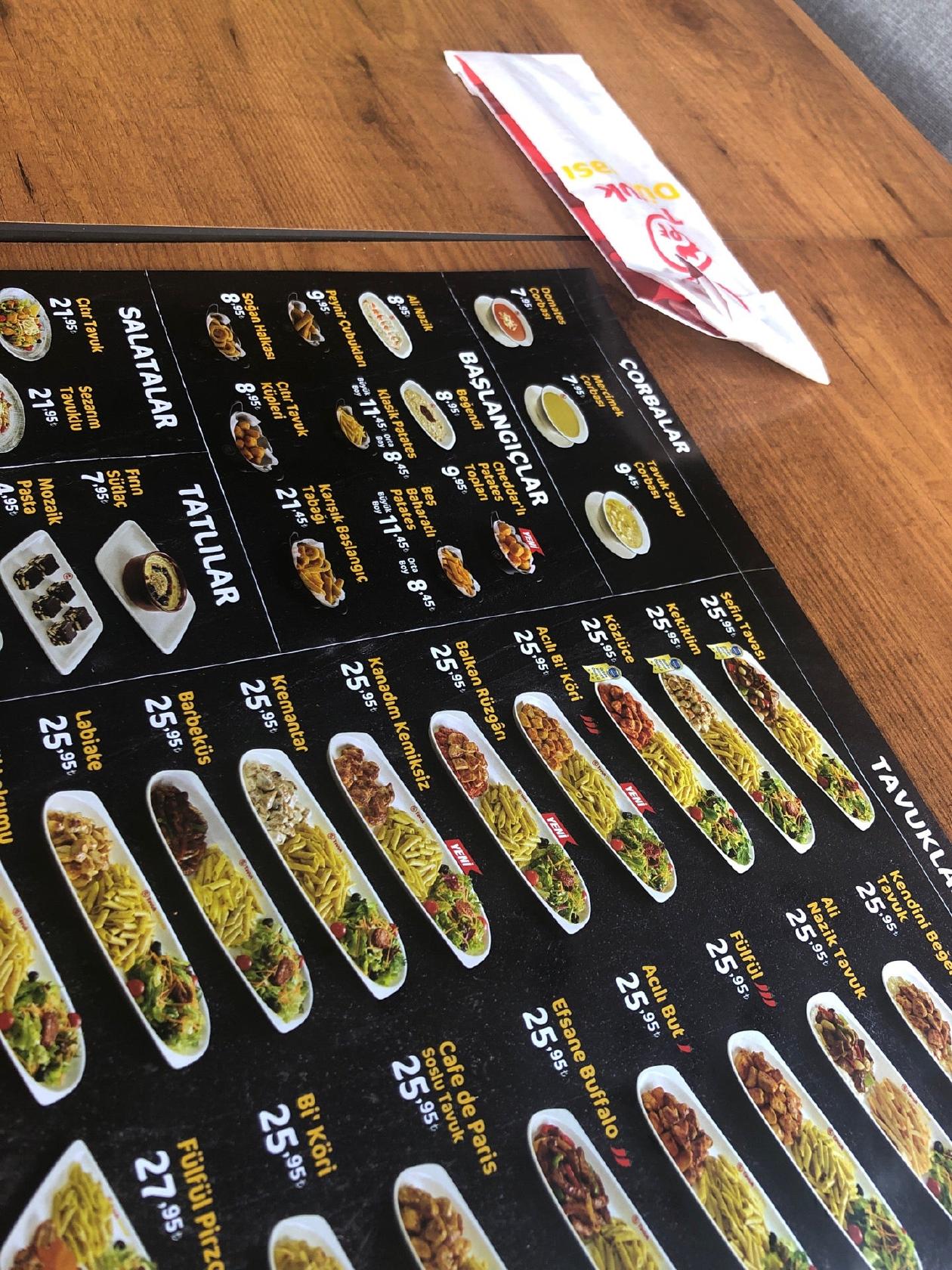 Menu at Tavuk Dünyası, Gaziantep, Nolu Cadde