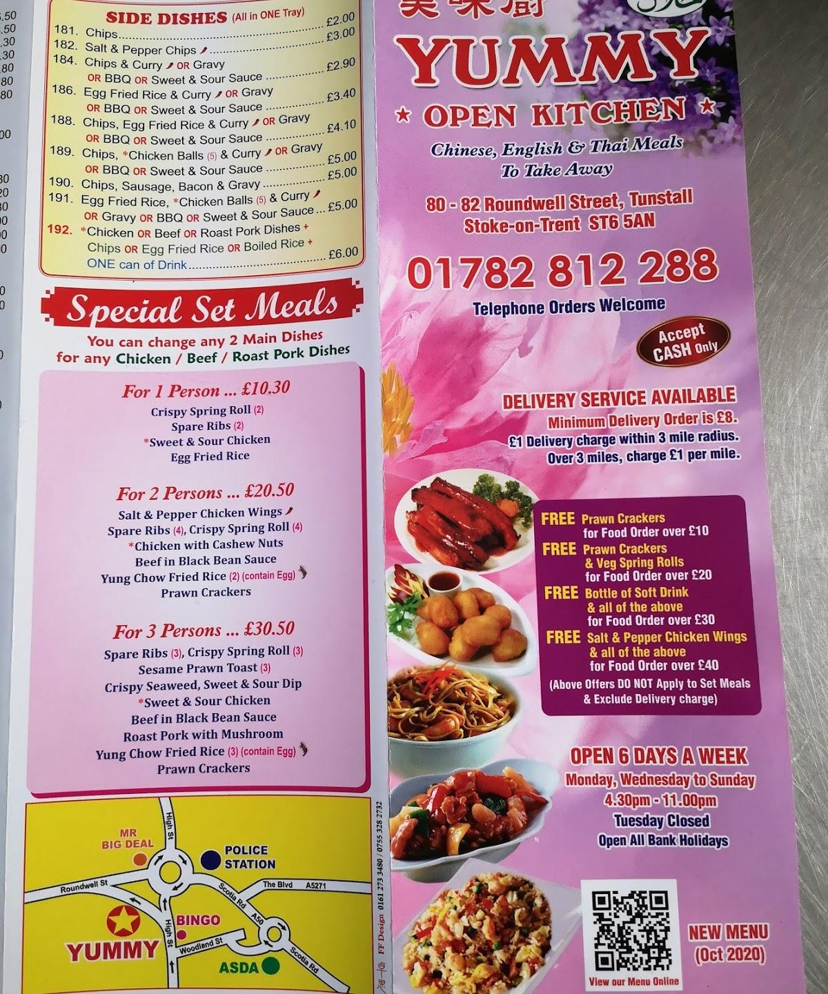 Menu at Yummy fast food, Stoke-on-Trent