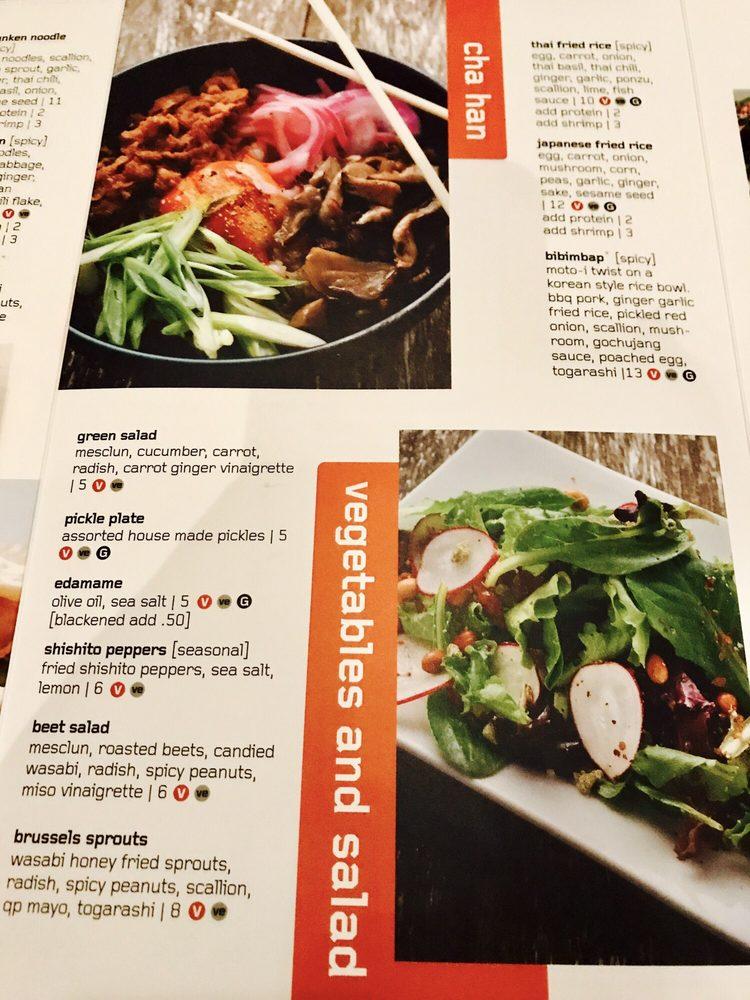 Menu at moto-i restaurant, Minneapolis