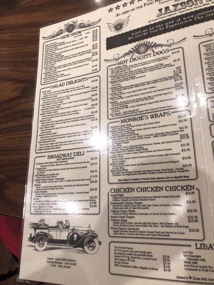 Menu at Jaxson's Ice Cream Parlor & Restaurant, Dania Beach