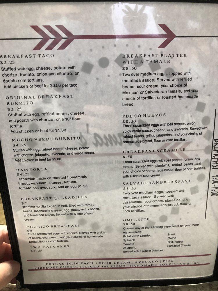 Menu at Norma's restaurant, Pauls Valley