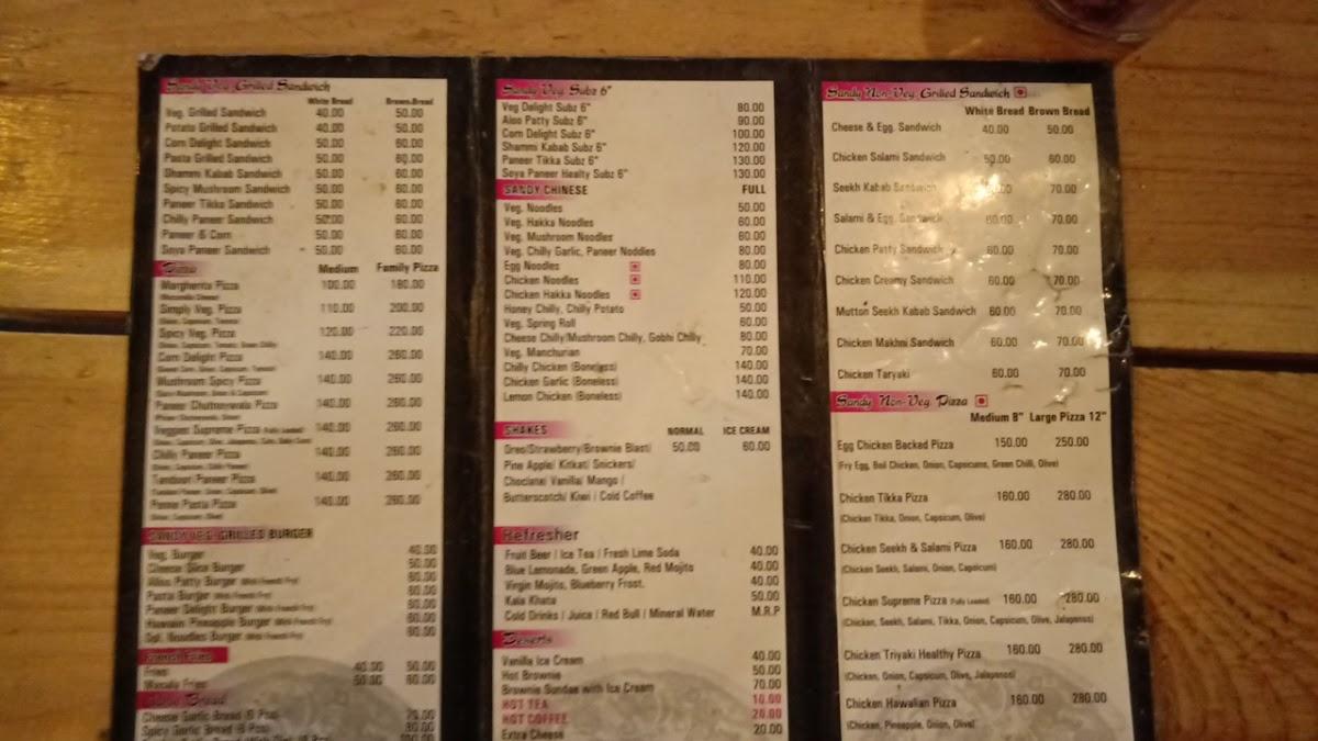 Menu at Sandy sandwich, Phagwara