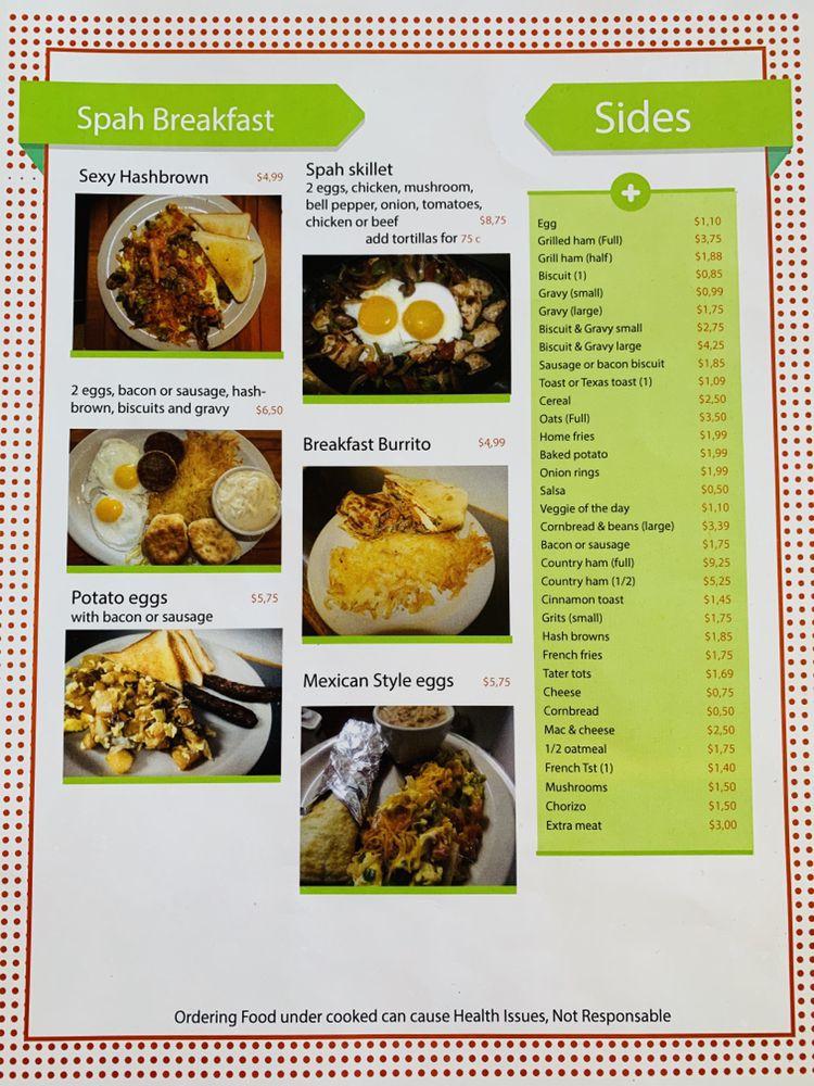 Menu at Spah Grill Batesville restaurant, Batesville