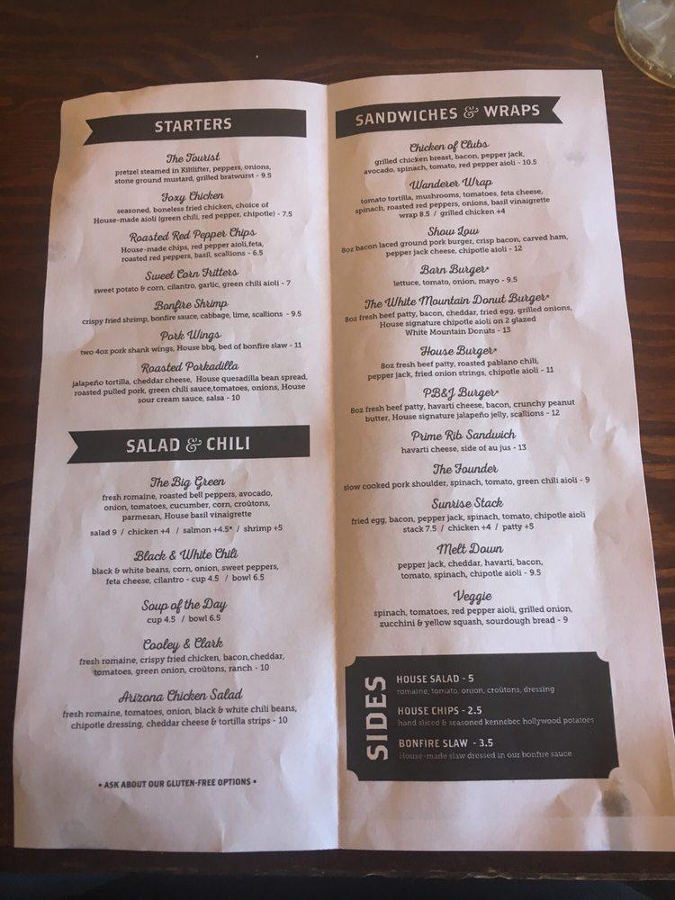 Menu at The House restaurant, Show Low