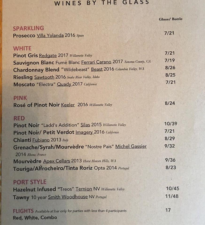 Menu at The Valkyrie Wine Tavern pub & bar, Independence