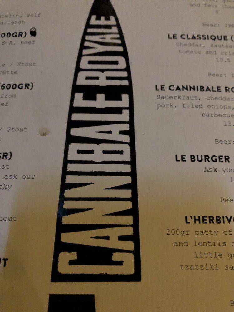 Menu at Cannibale Royale Handboogstraat, Amsterdam, Handboogstraat 17a
