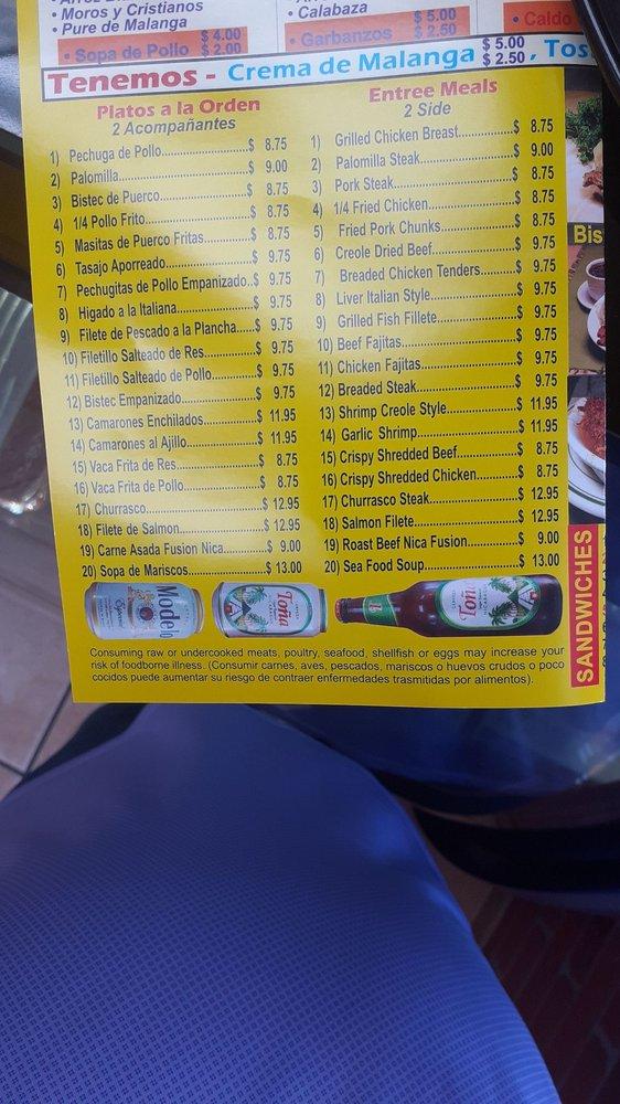 Menu at Don Rigo Cafeteria, Hialeah