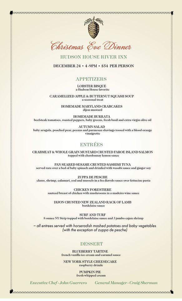 Menu at Hudson House River Inn pub & bar, Cold Spring