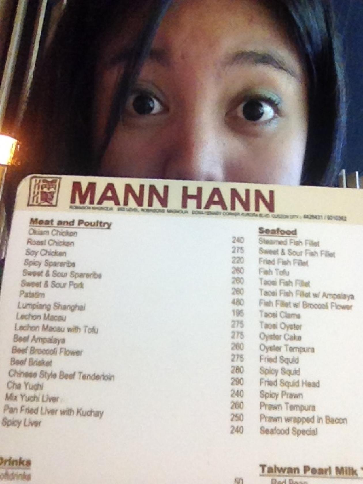 Menu at Mann Hann restaurant, Quezon City, Level 3