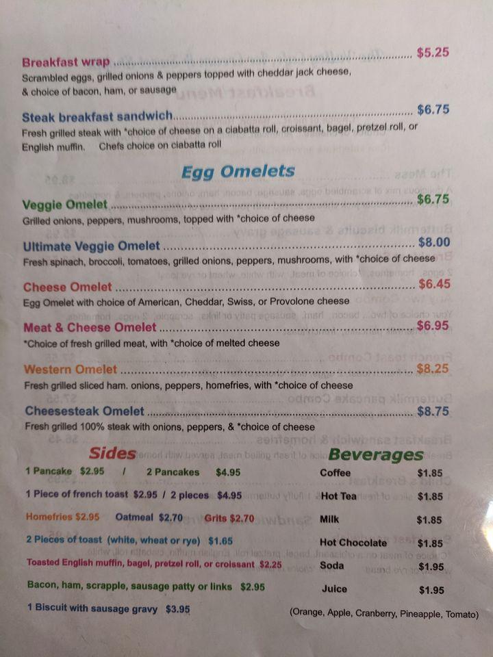 Menu at The Valley Cafe Ice Cream & Sweet Shoppe, Duboistown