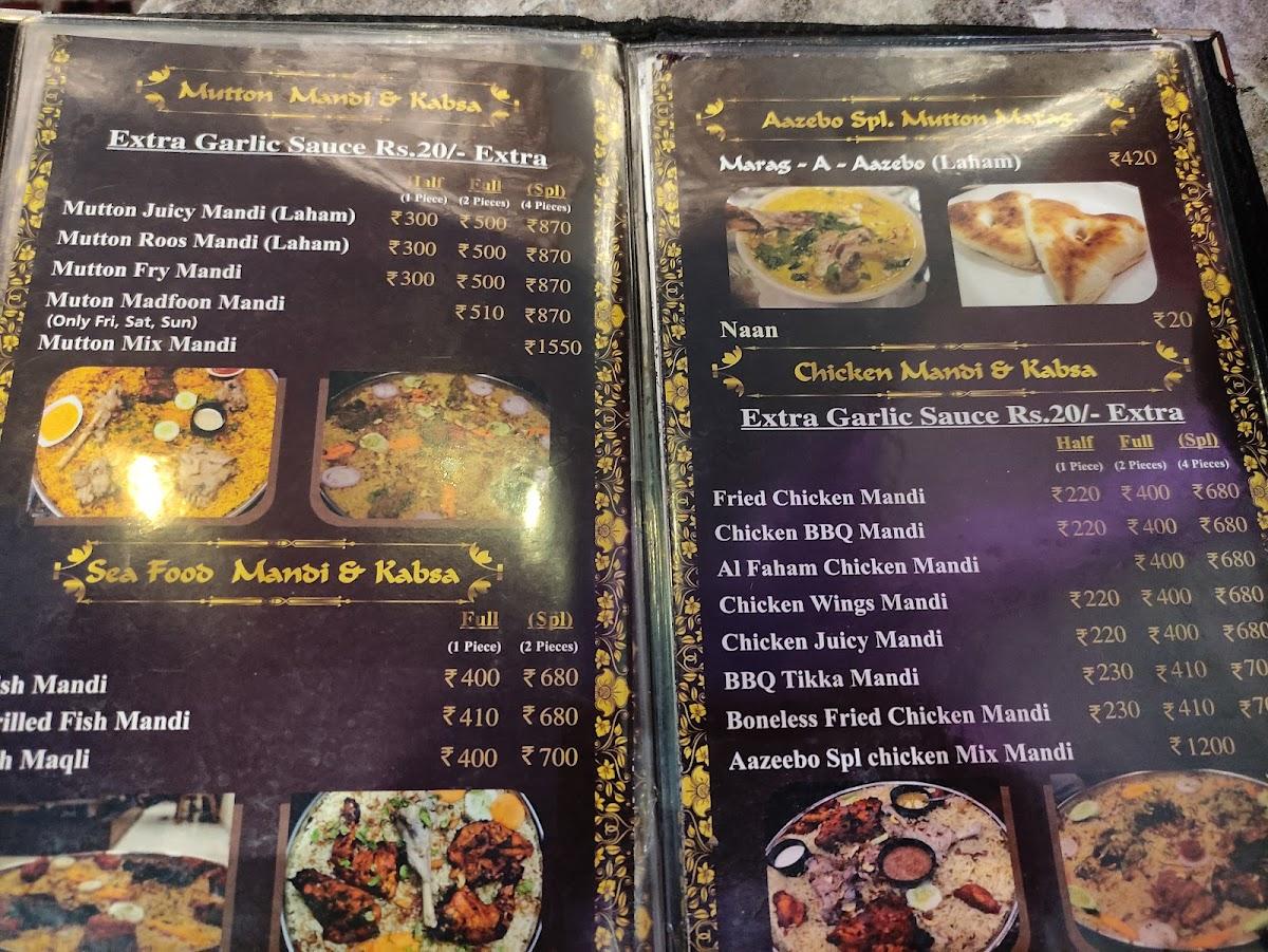Menu at Aazebo - The Royal Arabian Restaurant Tolichowki, Hyderabad