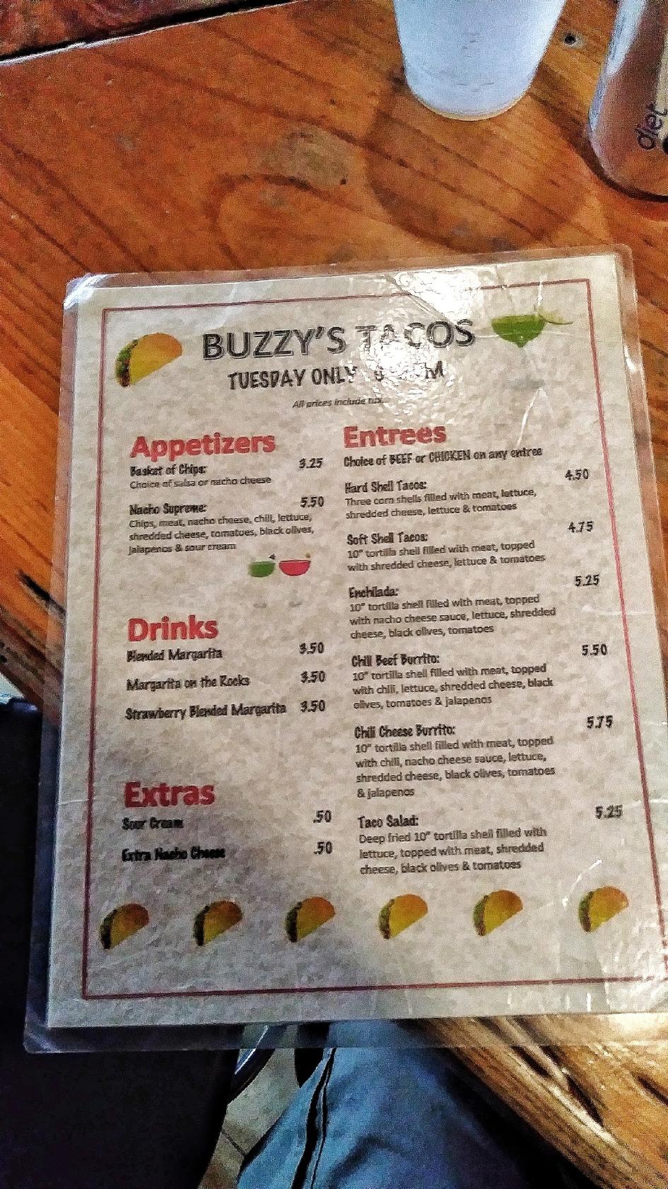 Menu at Buzzy's pub & bar, Welton