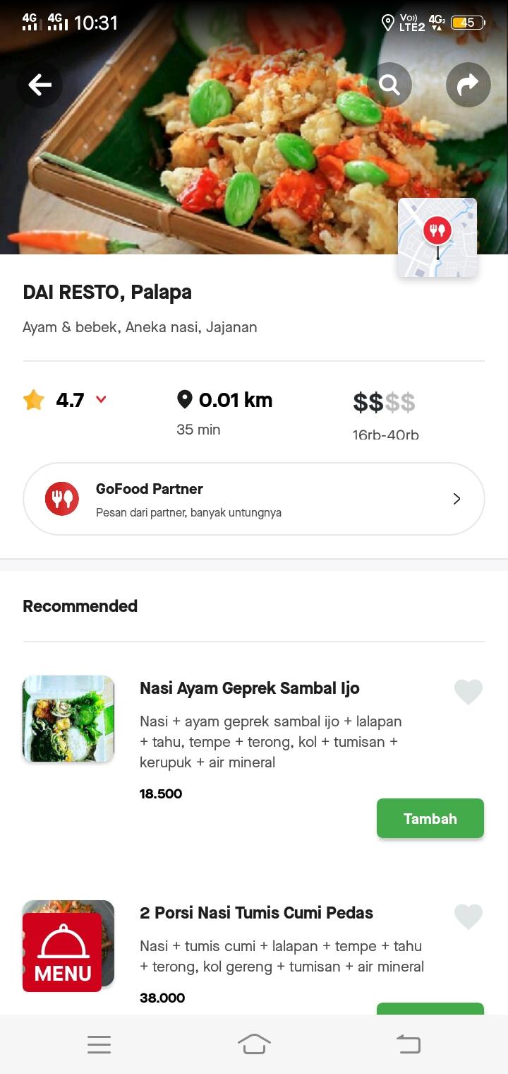 Menu at DAI RESTO restaurant, Metro