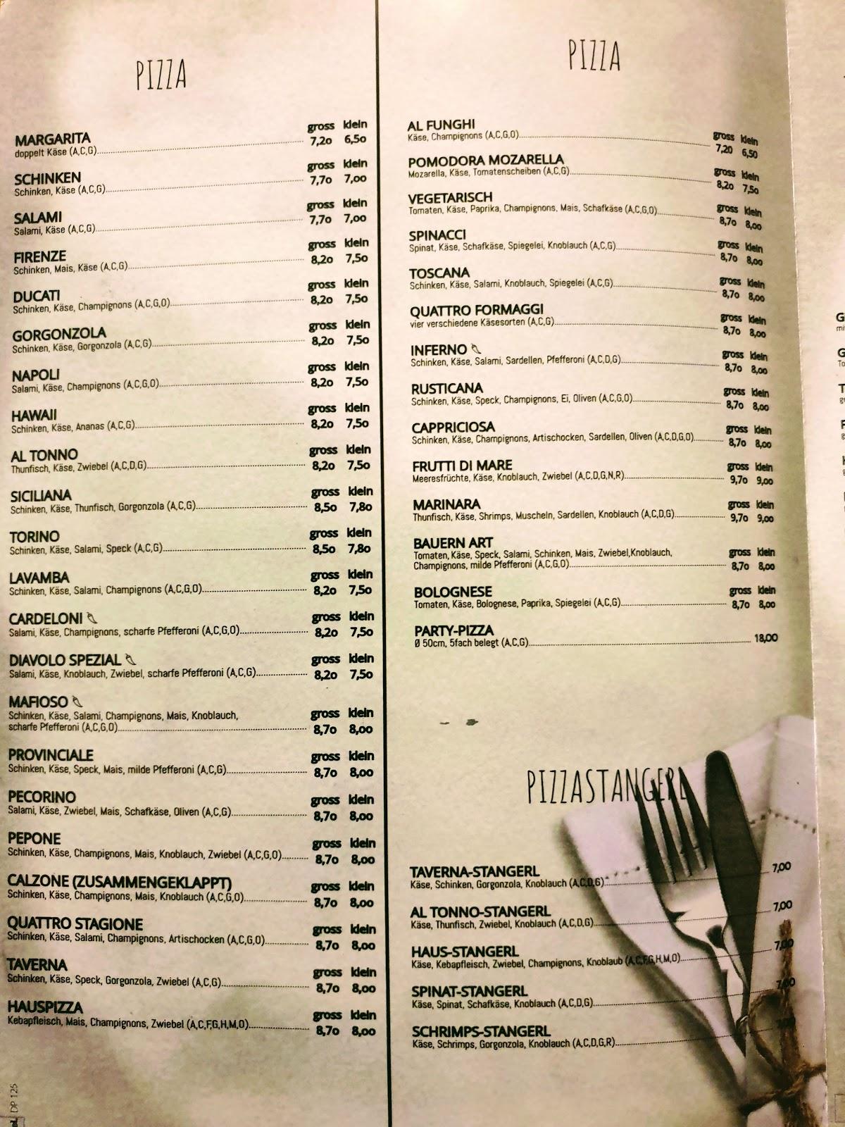Speisekarte von La-Taverna Pizza, Weißkirchen an der Traun