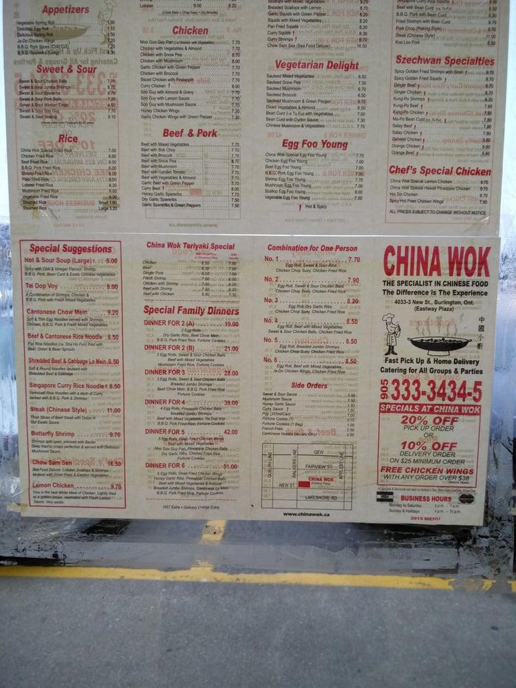 Menu at China Wok restaurant, Burlington, New St
