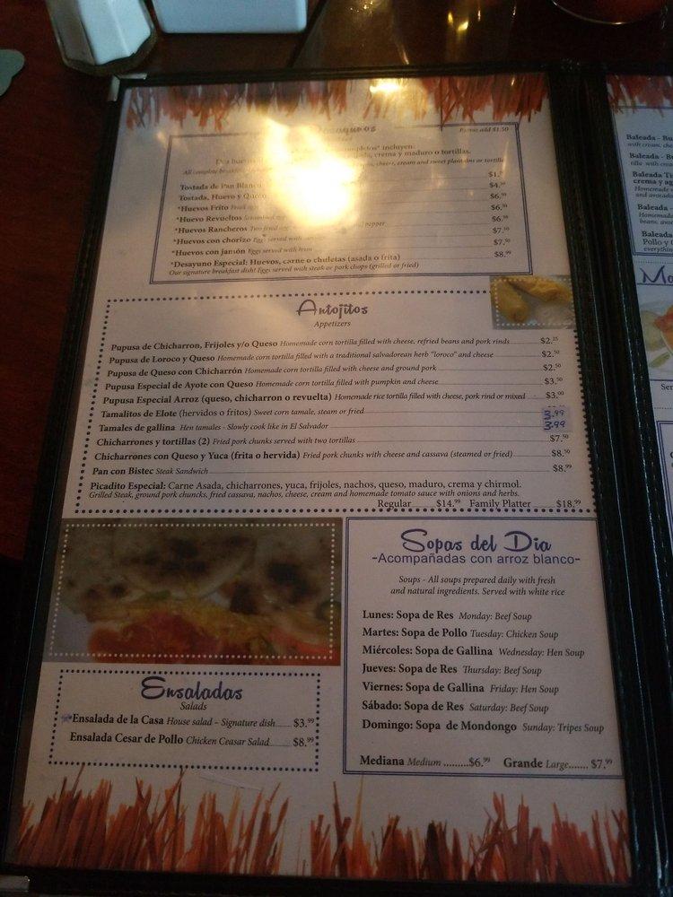 Menu at El Tipico Guanaco Restaurant and Cafe, Hollywood, Pines Blvd