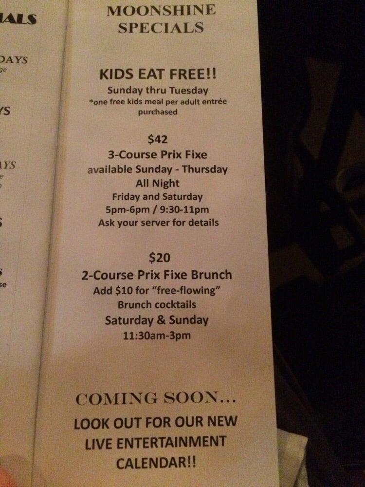 Menu at MoonShine Modern Supper Club, Springfield Township