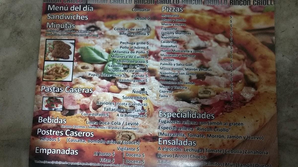 Menu at Rincon Criollo restaurant, Crucecita