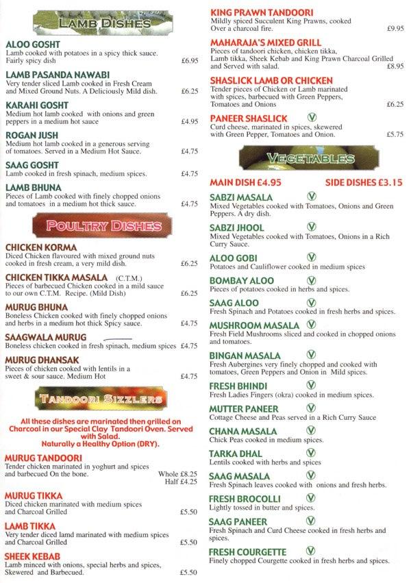Menu at Rise Of The Raj - Leicester restaurant, Leicester