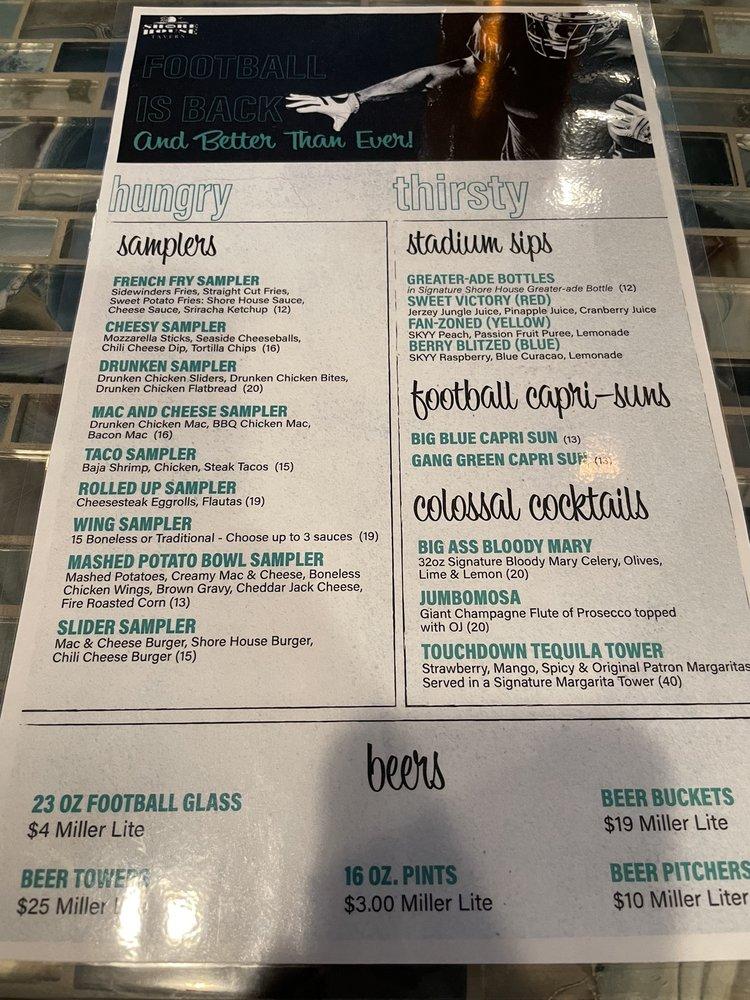 Menu at Shore House Tavern pub & bar, Point Pleasant