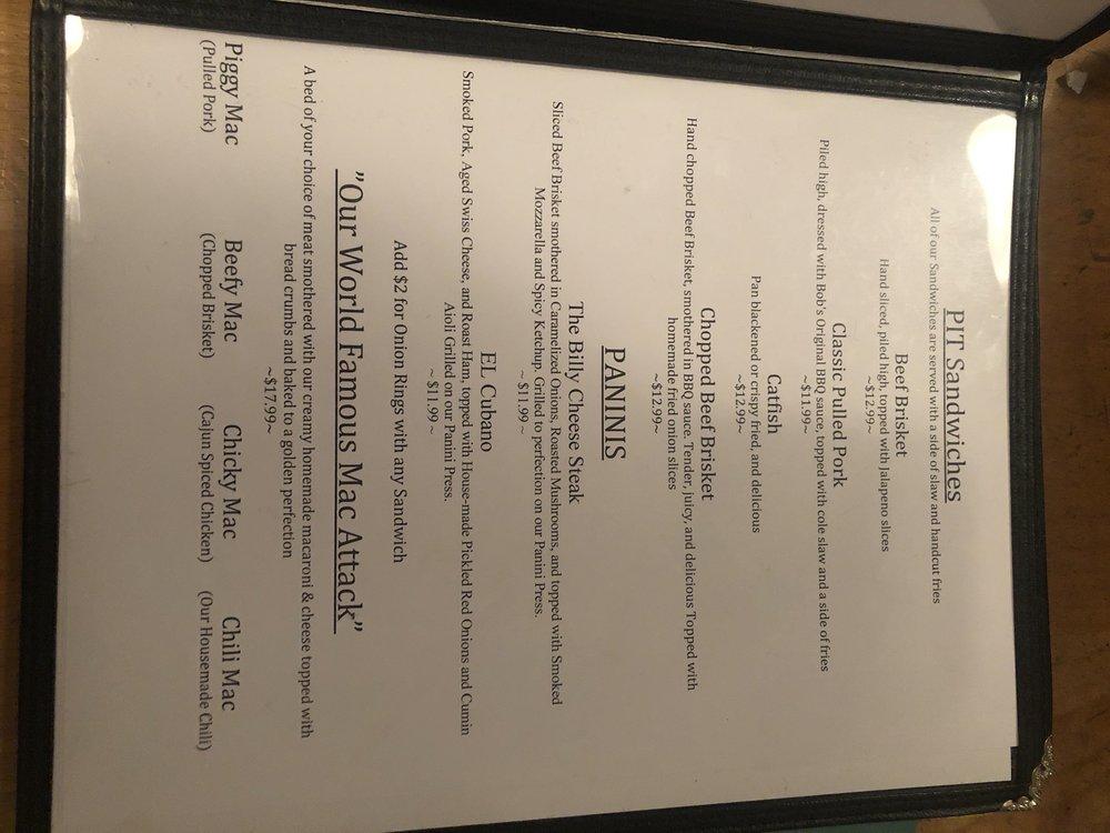 Menu at Billy Bob's BBQ, Arlington