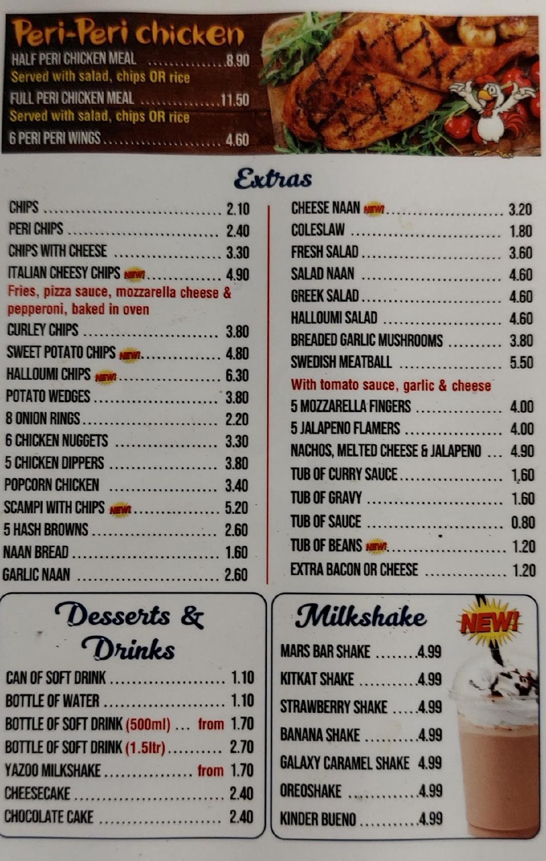 Menu at Charlie's Takeaway fast food, Cheadle