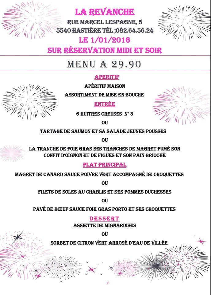 Menu at La Revanche, Hastiere
