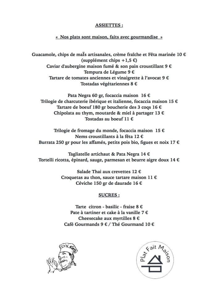 Menu at Maria Magdalena pub & bar, Paris