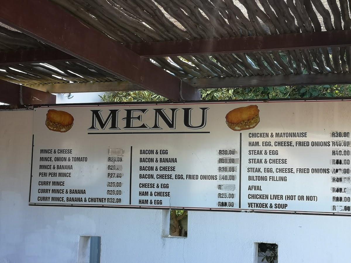 Menu at Jan's Vetkoek Den restaurant, Saint Helena Bay, 64 Linaria St