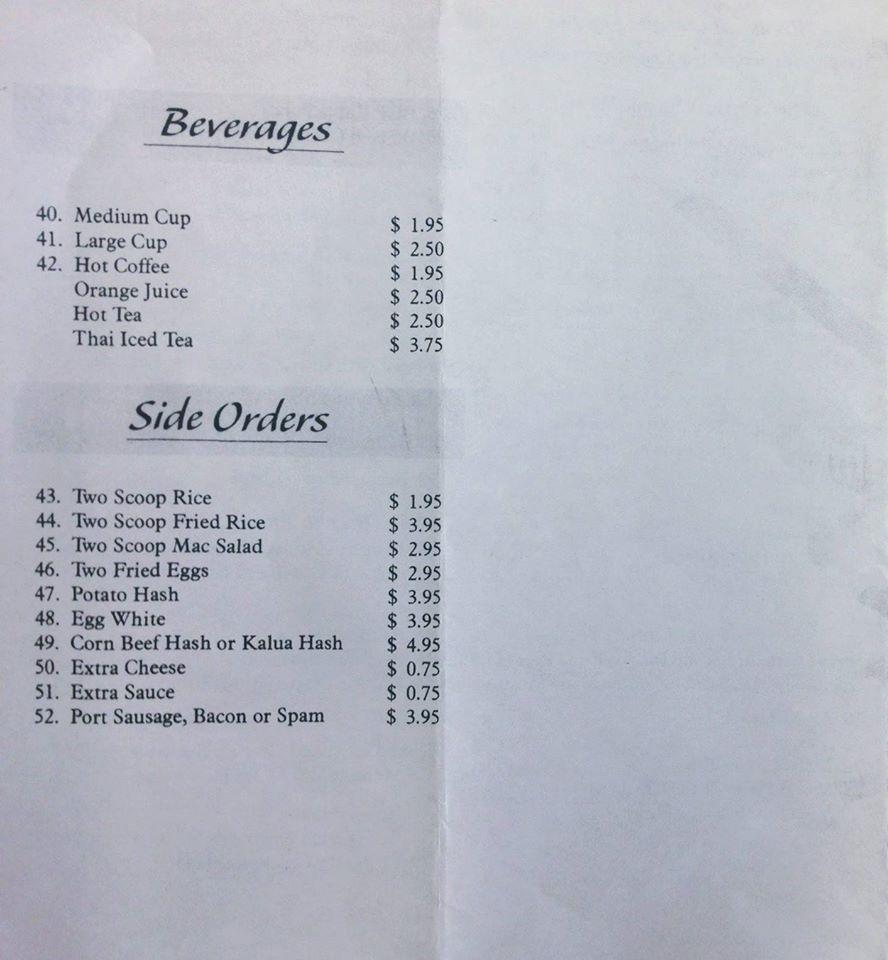 Menu at Button Up Cafe, Pearl City, 719 Kamehameha Hwy a102