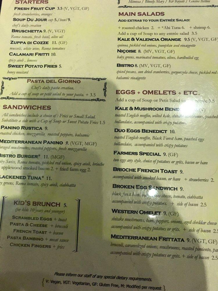 Menu at Cafe Duo restaurant Greenville NC, Greenville, 505 Red Banks Rd C
