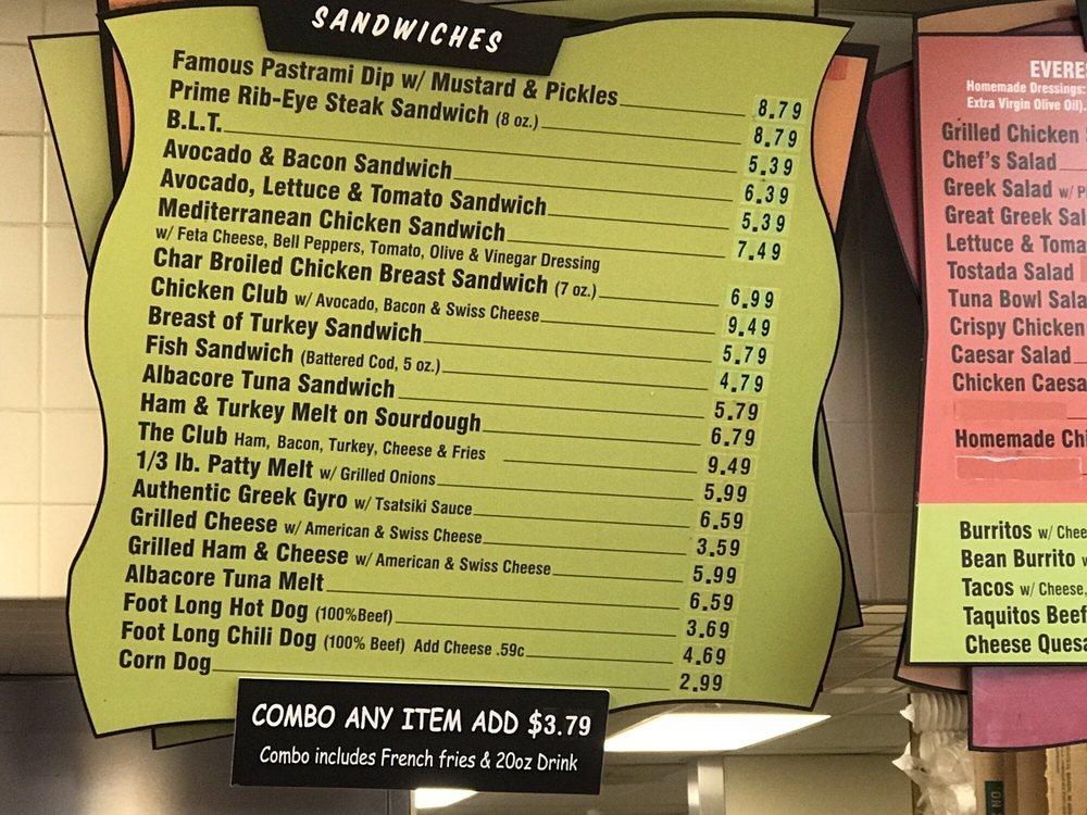 Menu at Everest Burgers restaurant, Santa Clarita